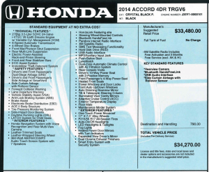 2014 honda accord touring msrp window sticker monroney – Jessica Gottlieb